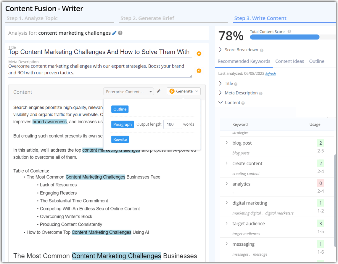 Content Fusion: SEO Content Writing and Optimization Tool | seoClarity